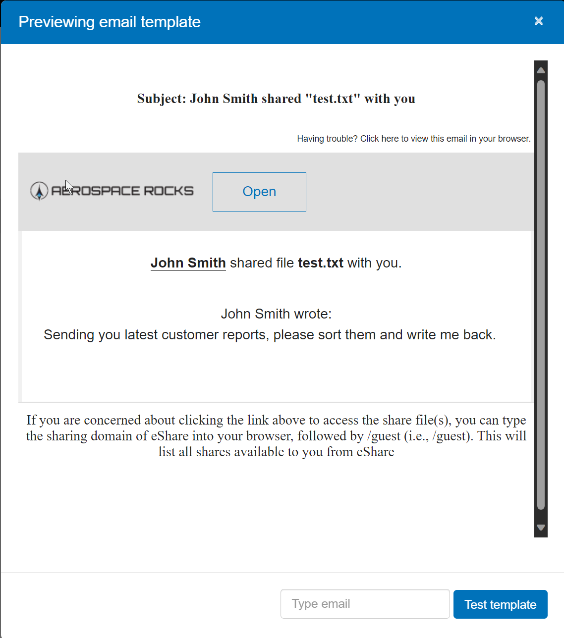 eShare Admin console overview – eShare Support