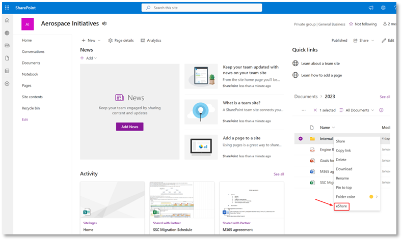 M365 Trusted Sharing Action Menu Installation Guide – eShare Support