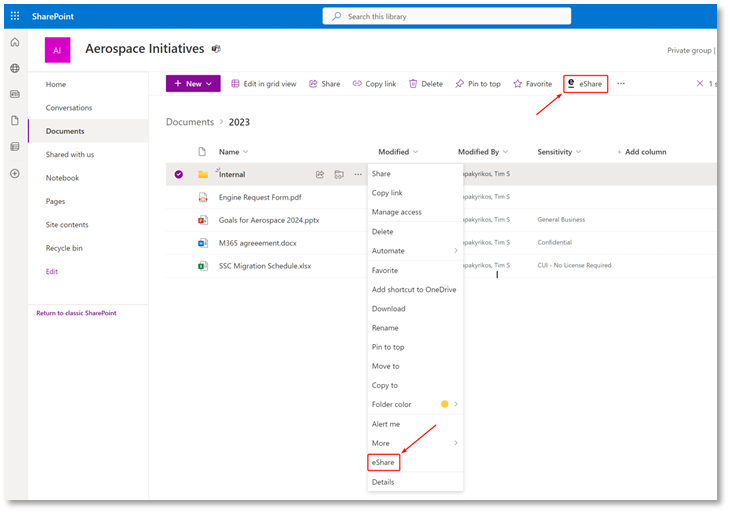 M365 Trusted Sharing Action Menu Installation Guide – eShare Support