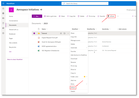 eShare M365 Trusted Sharing Action Menu App Installation Guide – eShare ...