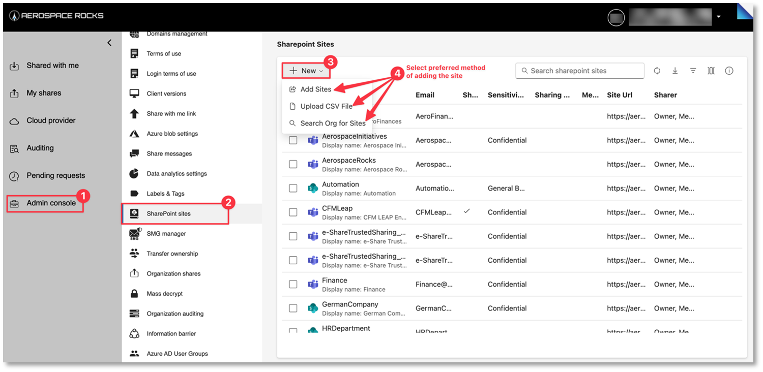Adding SharePoint sites in e-Share – eShare Support